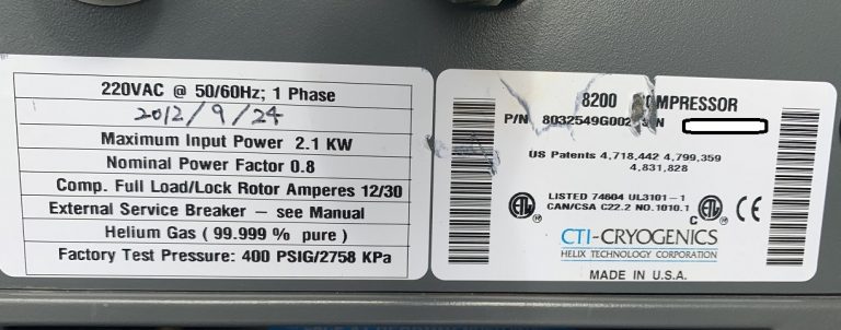 CTI-Cryogenics 8200 Compressorコンプレッサー