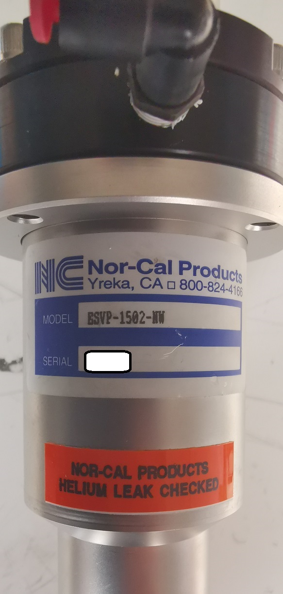 NOR-CAL PNEUMATIC ISOLATION ANGLE VACUUM VALVE ESVP-1502-NW