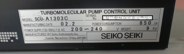 SEIKO SEIKI TURBO MOLECULAR PUMP CONTROLLER SCU-A1303C