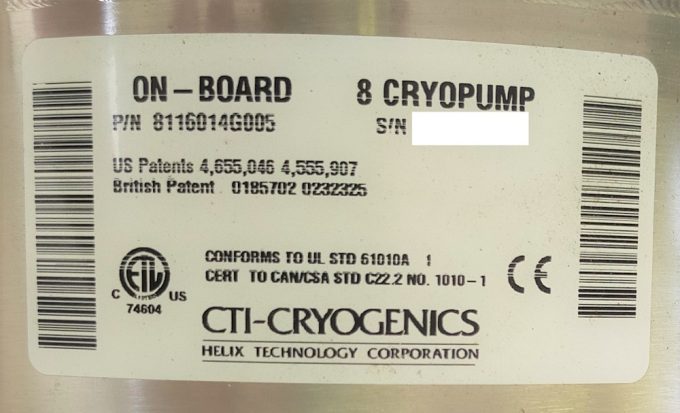 CTI ON-BOARD8 8116014G005 CRYOPUMP
