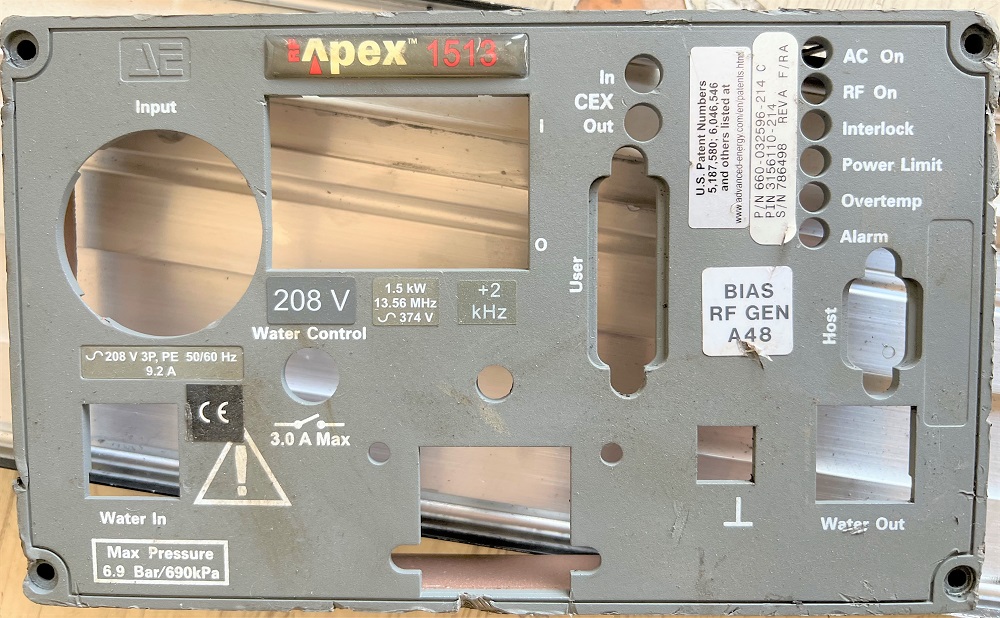 AE RF GENERATOR APEX 1513 13.56MHZ