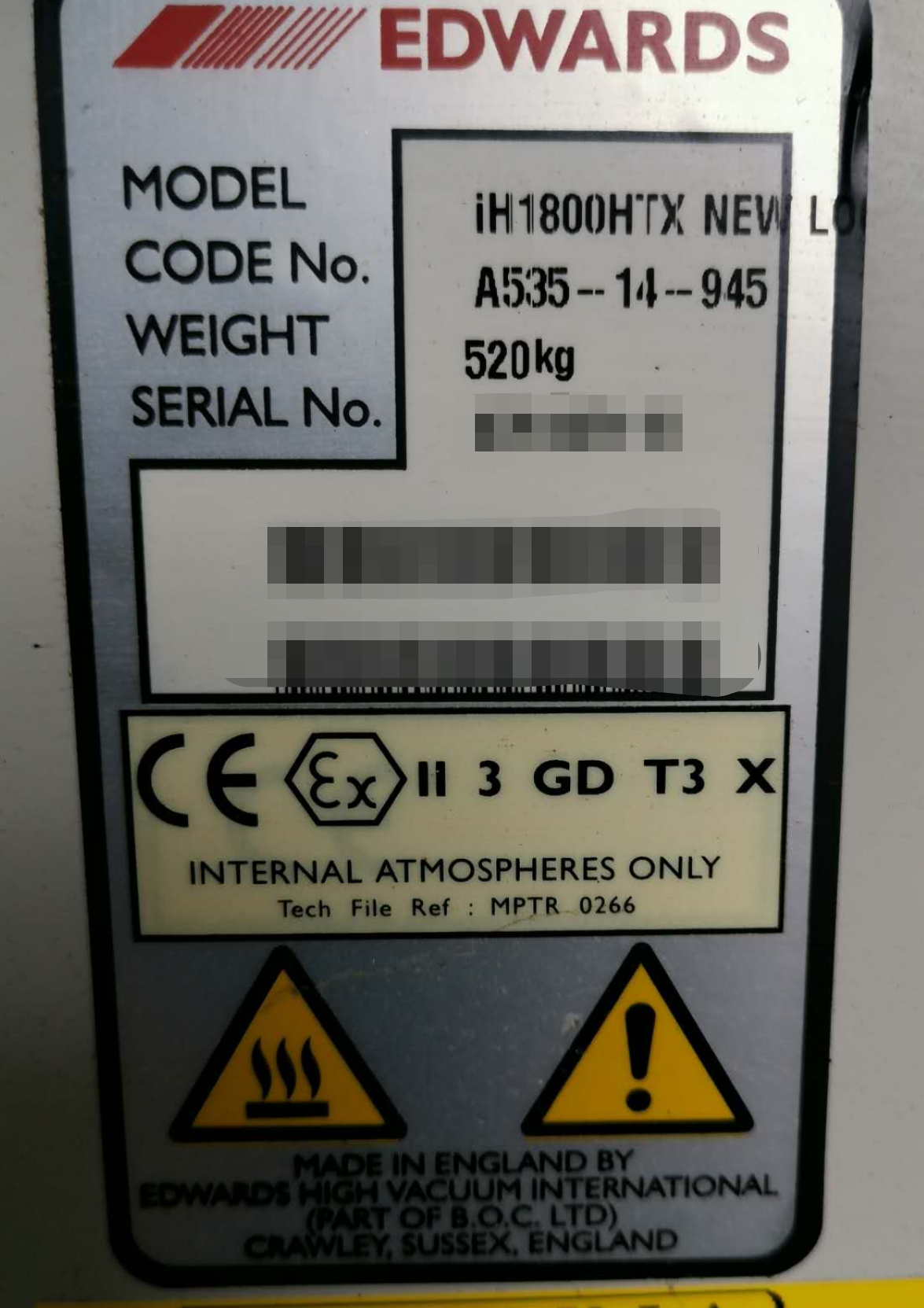 EDWARDS iH1800HTX NEW LO DRY PUMP - 株式会社森本源